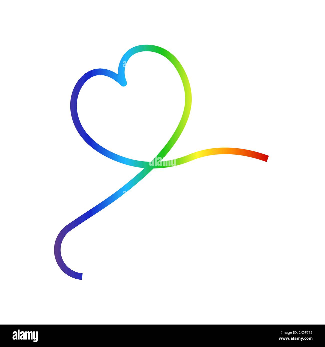 Rainbow gradient heart line ribbon icon on white background. Love ...