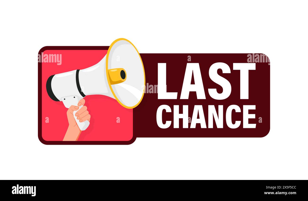 Last chance. Hand hold megaphone speaker for announce. Attention please ...