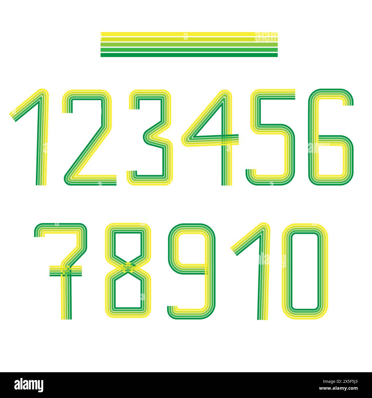 Vibrant layered numbers design. Multicolored line numeric vector ...