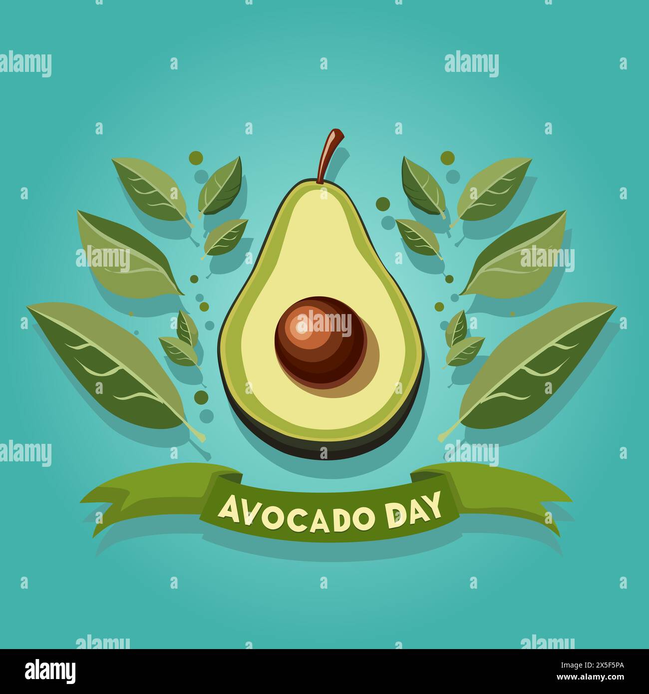 Fresh half cut green avocado with leaves and text. Banner for Avocado ...