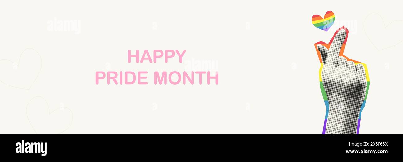 LGBTQ Pride month halftone collage banner vector illustration Stock ...