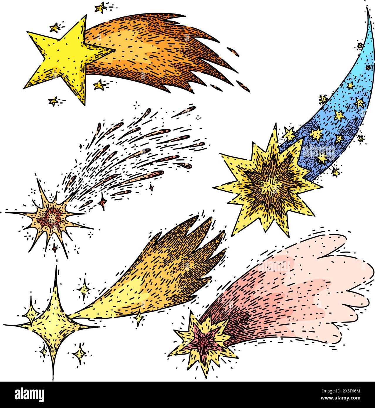 star fall set sketch hand drawn vector Stock Vector Image & Art - Alamy