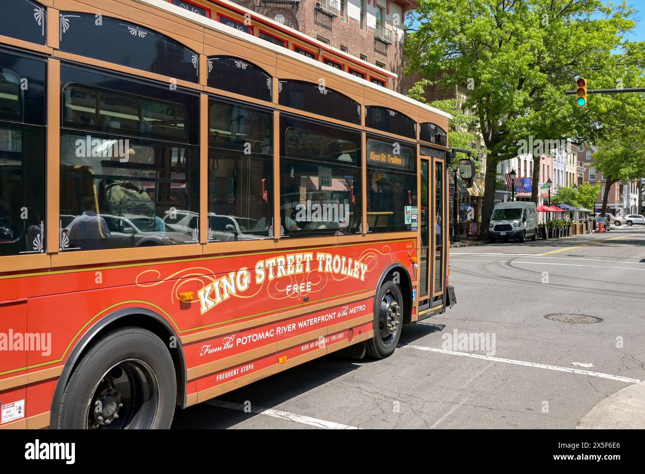 Alexandria, Virginia, USA - 1 May 2024: Free to use trolley bus for ...