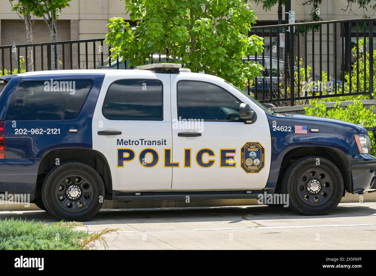 Alexandria, Virginia, USA - 1 May 2024: Side view of a patrol car ...