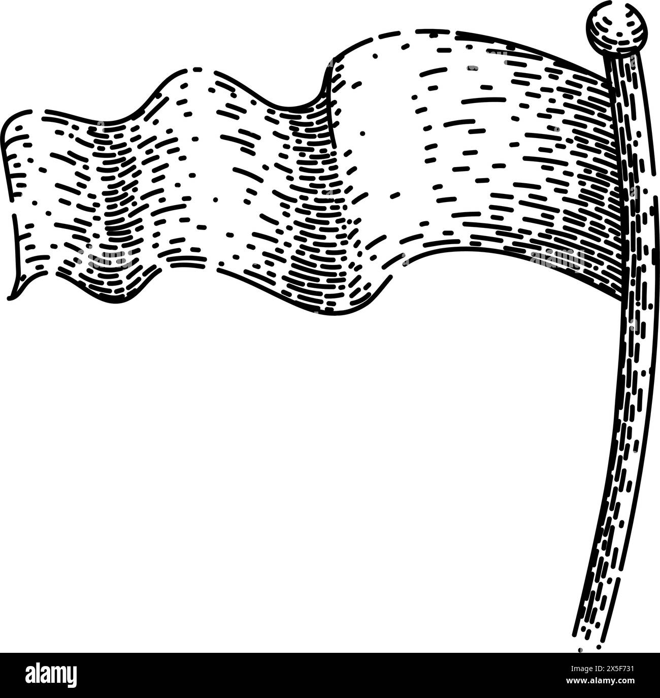 Pole Flag Waving Sketch Hand Drawn Vector Stock Vector Image And Art Alamy