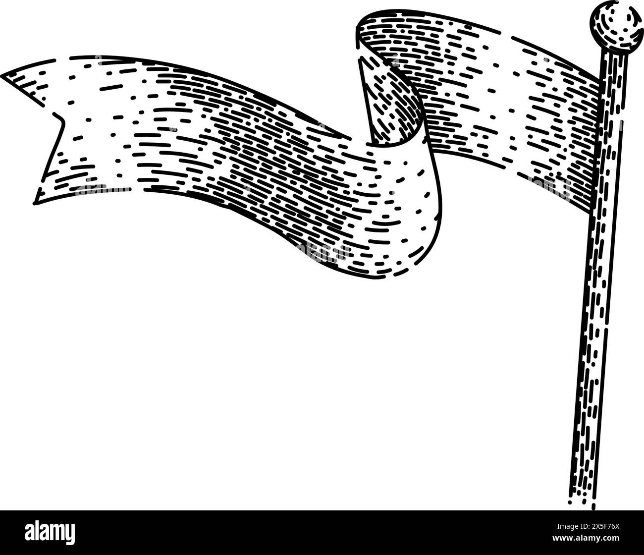 banner flag waving sketch hand drawn vector Stock Vector Image & Art ...