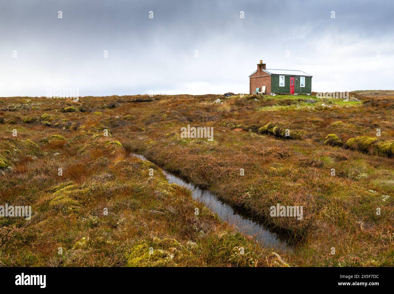 A croft house on the moorland in the Isle of Lewis, Outer Hebrides ...