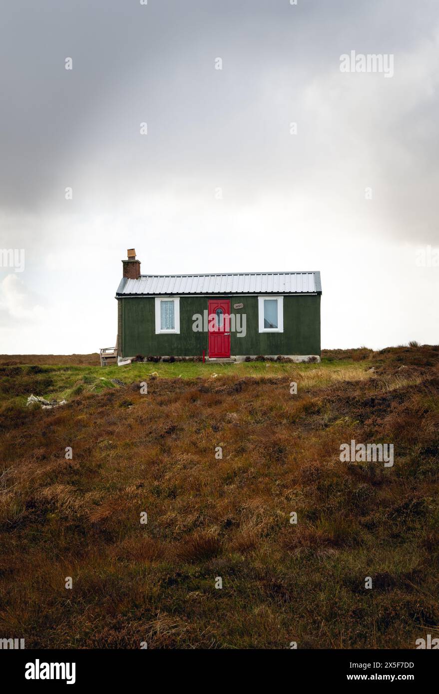 A croft house on the moorland in the Isle of Lewis, Outer Hebrides ...