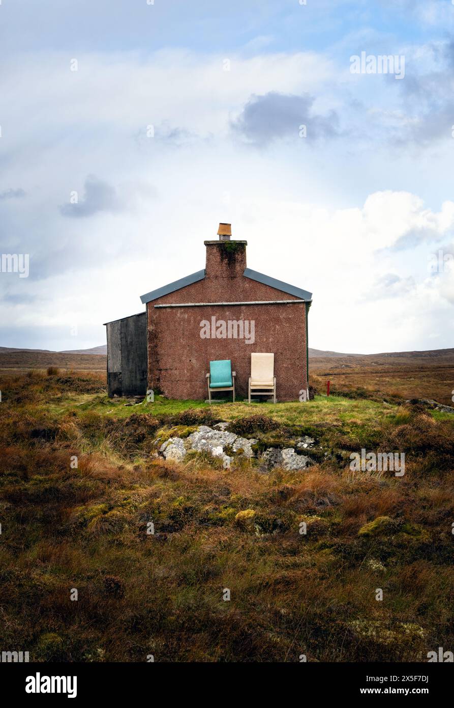 A croft house on the moorland in the Isle of Lewis, Outer Hebrides ...