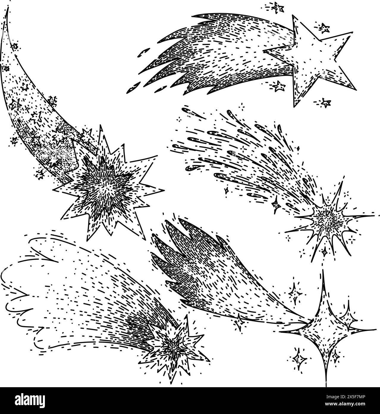 star fall set sketch hand drawn vector Stock Vector Image & Art - Alamy