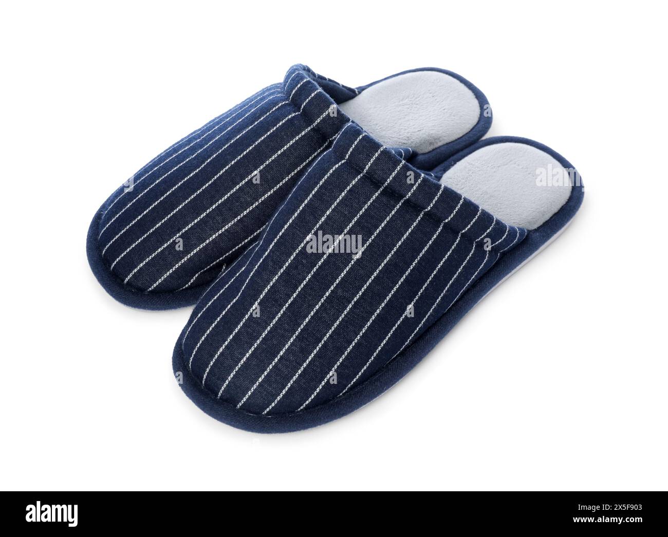 Pair of striped slippers isolated on white Stock Photo - Alamy