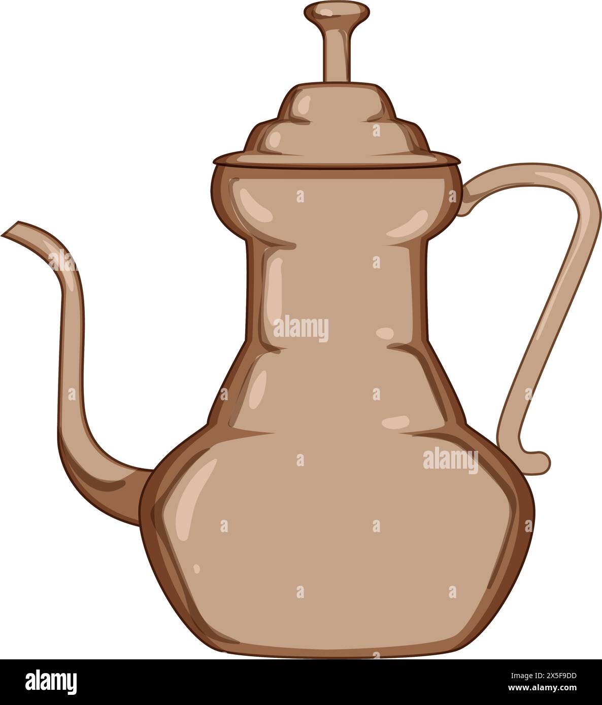 dallah arabic tea pot cartoon vector illustration Stock Vector Image ...