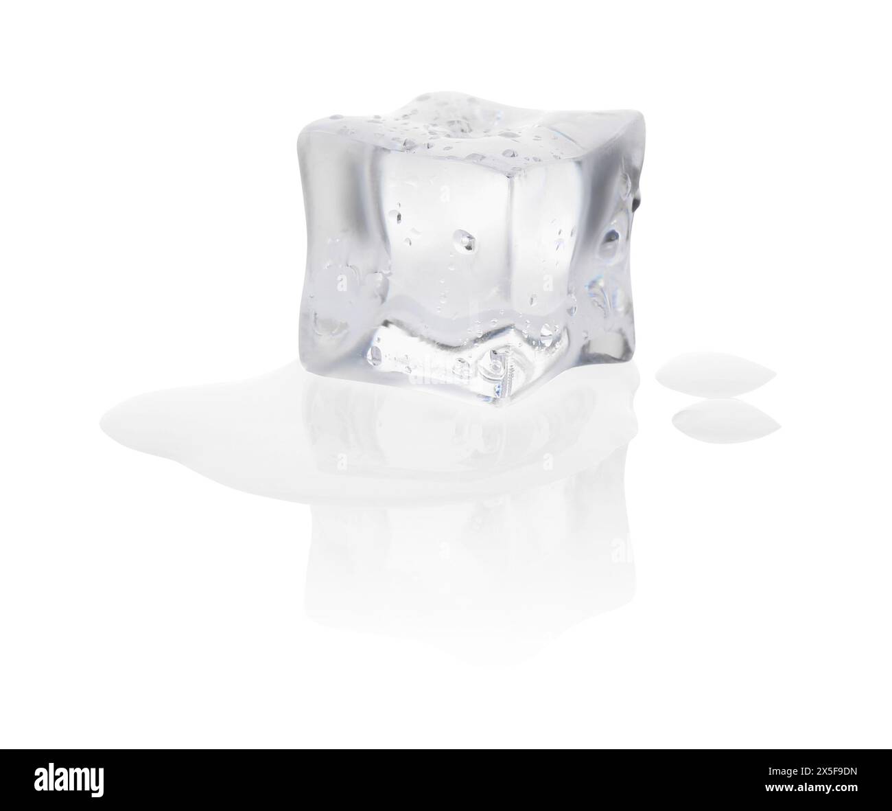 One melting crystal clear ice cube isolated on white Stock Photo - Alamy