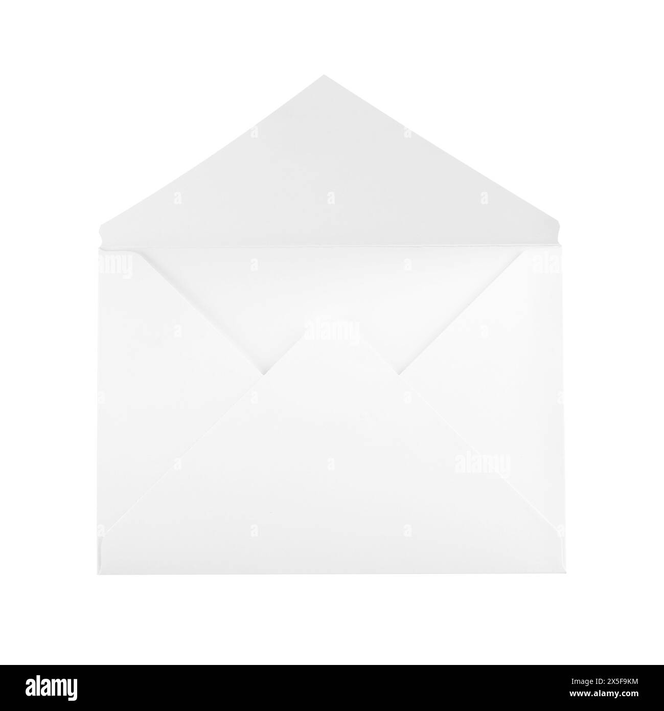 Open paper letter envelope isolated on white, top view Stock Photo - Alamy