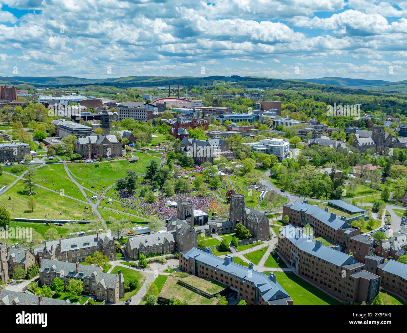 Ithaca, NY, USA - 05-08-2024: Distant aerial images of Slope Day at ...