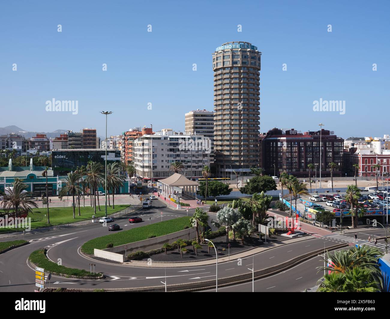 Las Palmas, Spain - Jan 23 2024: Elevated view of road with traffic ...
