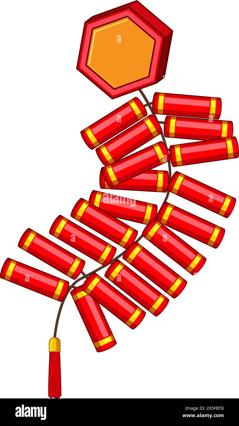 gold chinese firecracker cartoon vector illustration Stock Vector Image ...