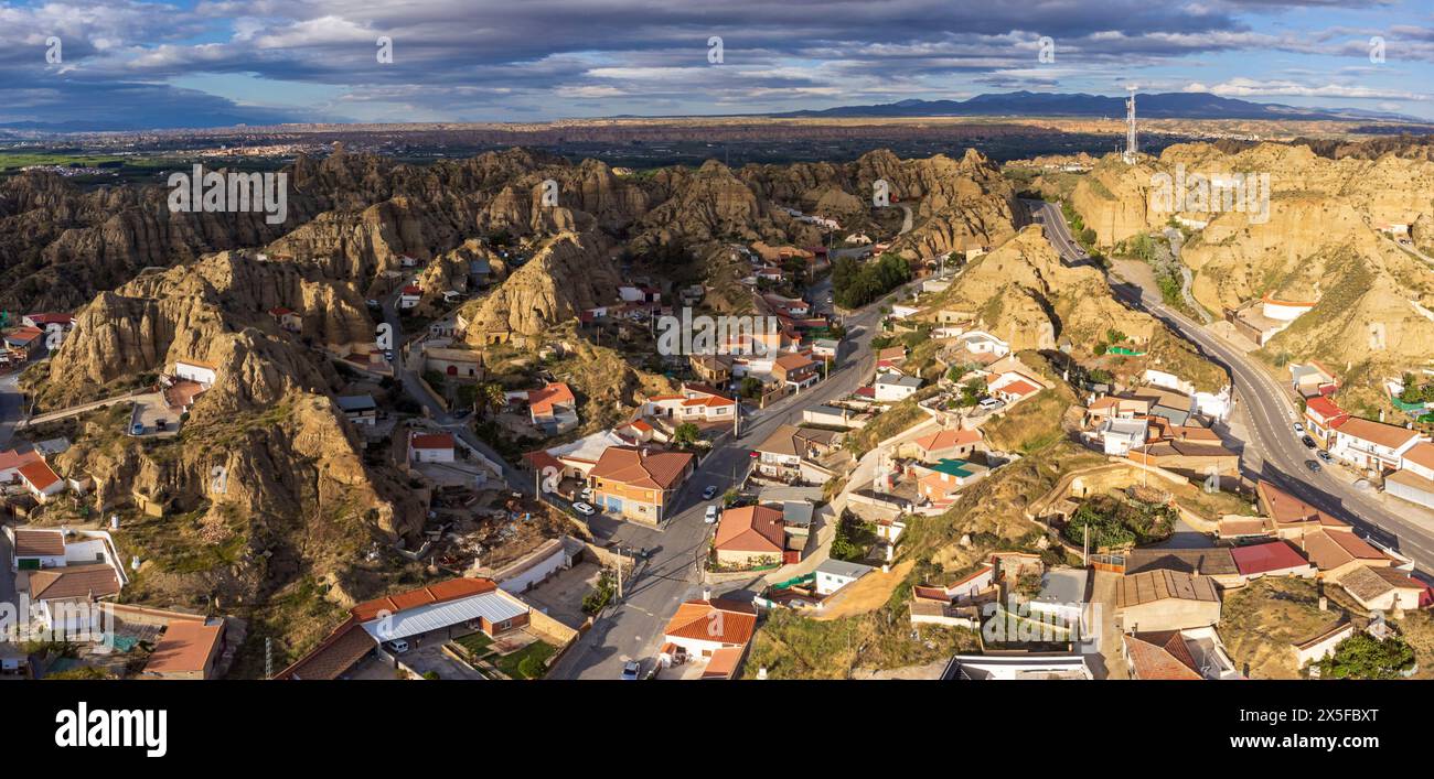 cave houses in the town of Purullena, Guadix region, Granada Geopark ...