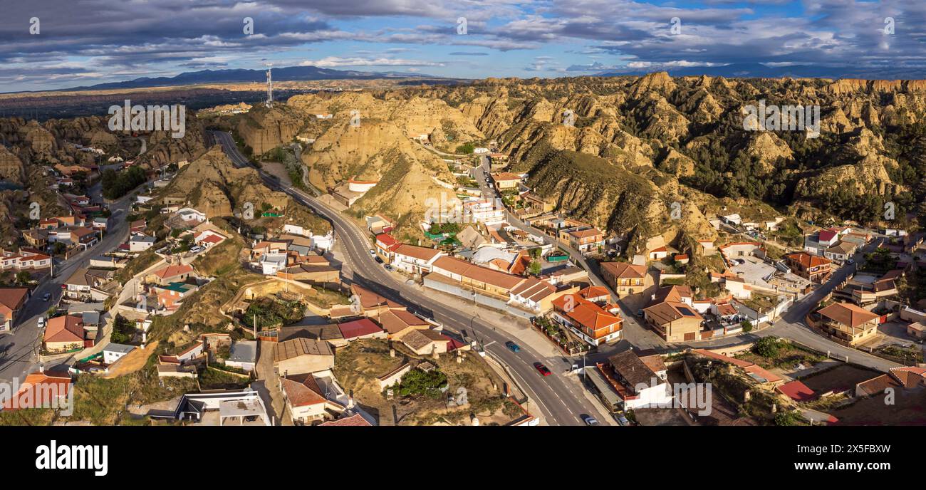 cave houses in the town of Purullena, Guadix region, Granada Geopark ...