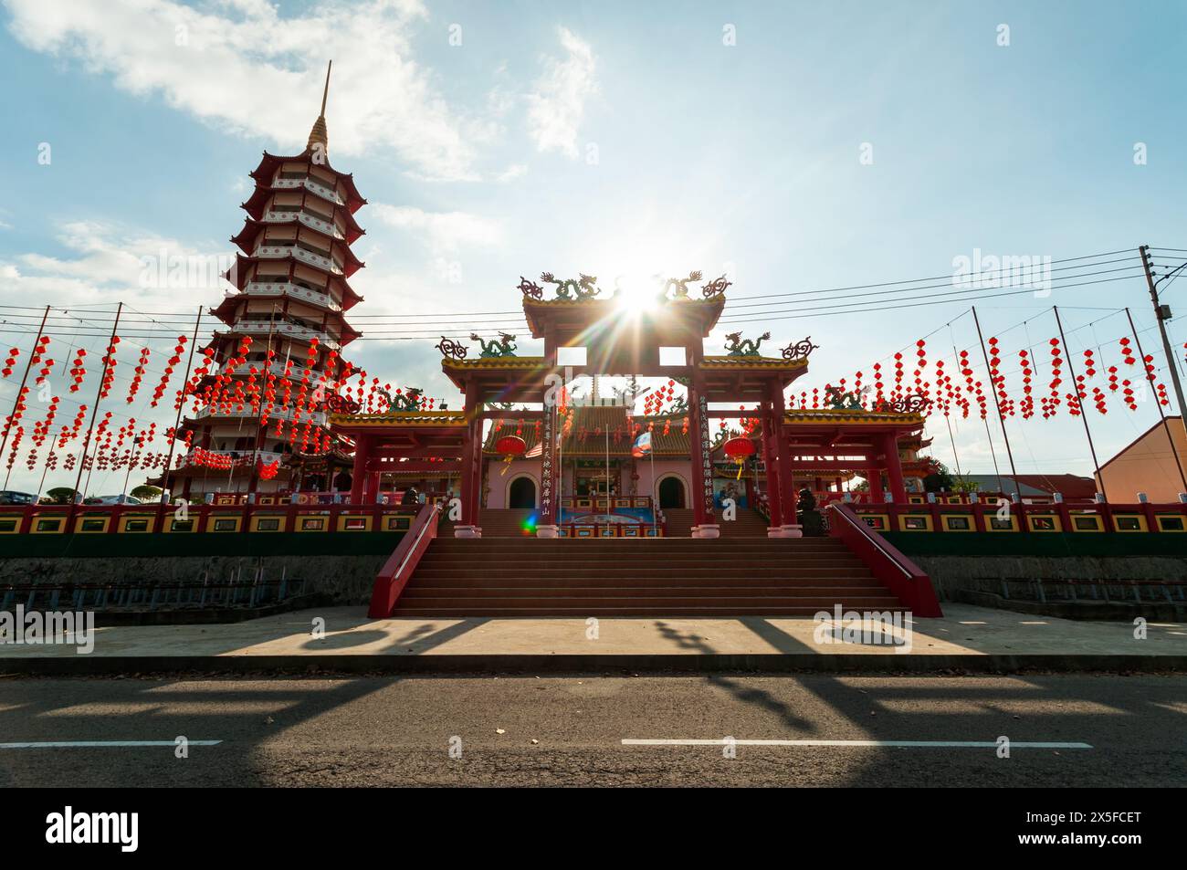 Pagoda and lanterns at Peak Nam Toong Temple Kota Kinabalu Sabah Stock ...