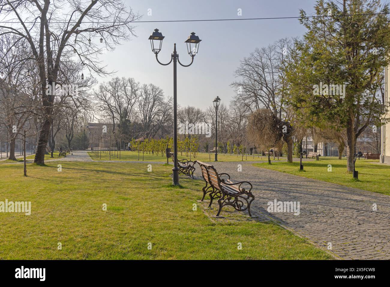 Town Park at Sunny Spring Day in Craiova Romania Stock Photo - Alamy