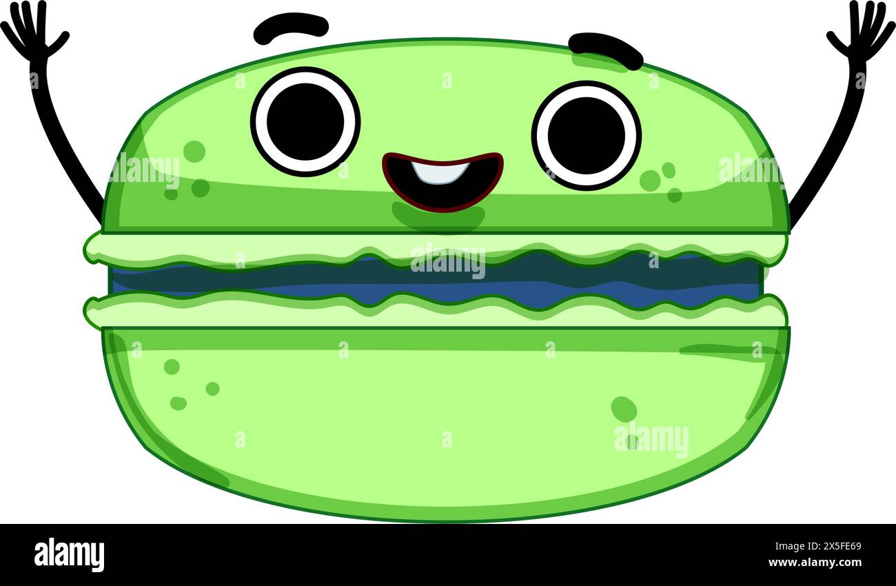 cake macaron character cartoon vector illustration Stock Vector Image ...