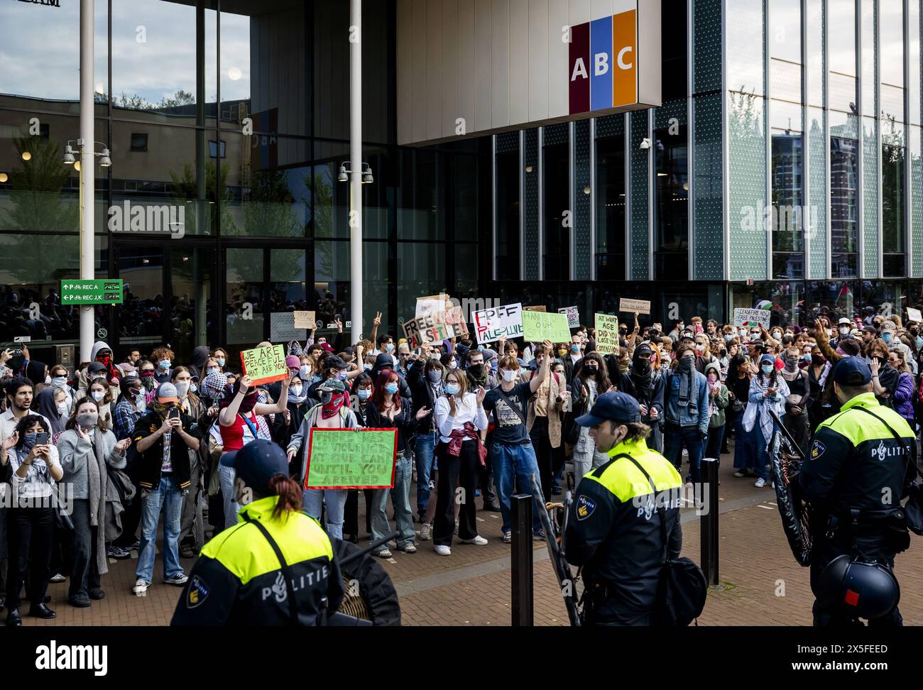 AMSTERDAM - Protest at the Roeterseiland campus of the University of ...