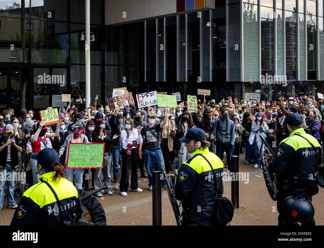 AMSTERDAM - Protest at the Roeterseiland campus of the University of ...