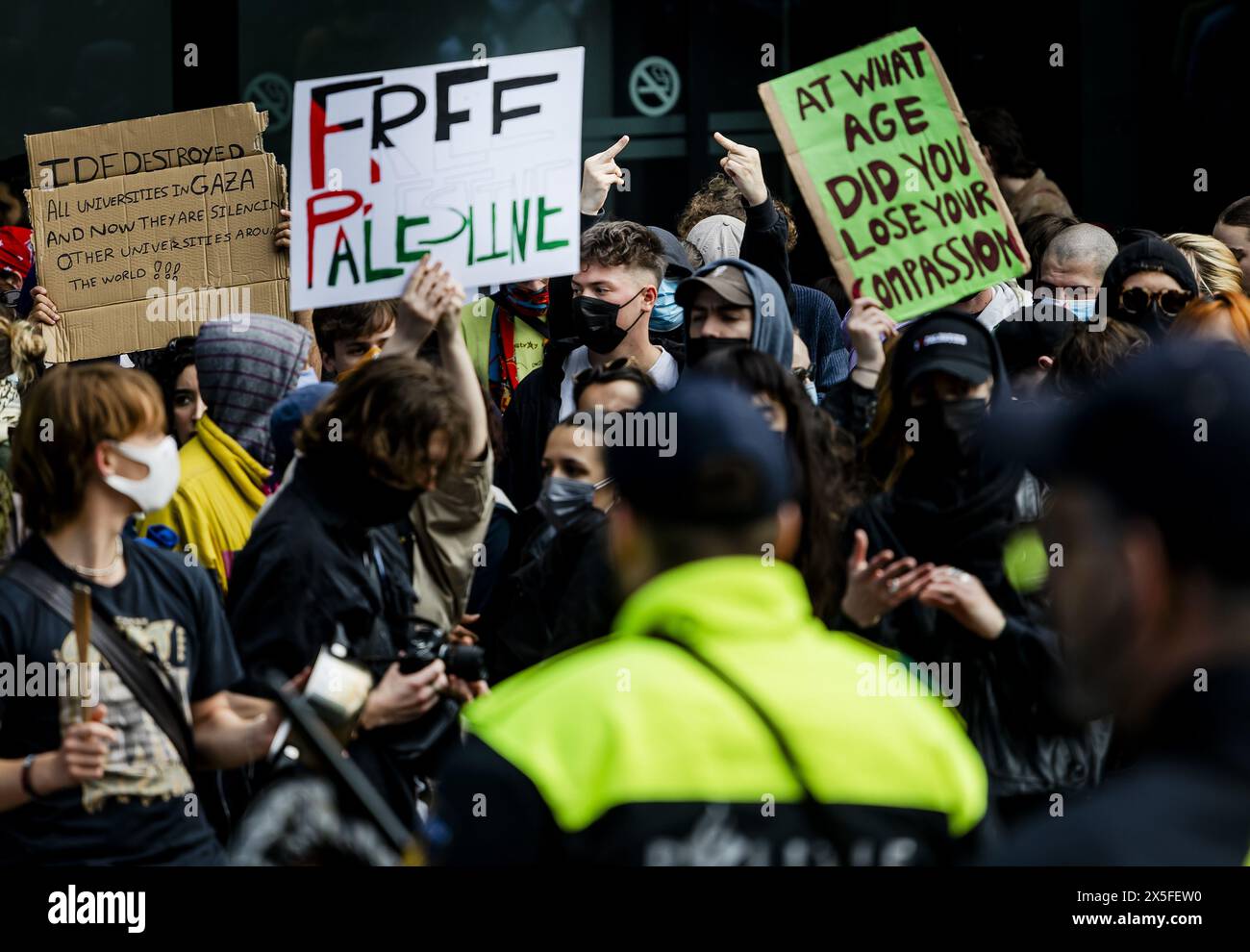 AMSTERDAM - Protest at the Roeterseiland campus of the University of ...