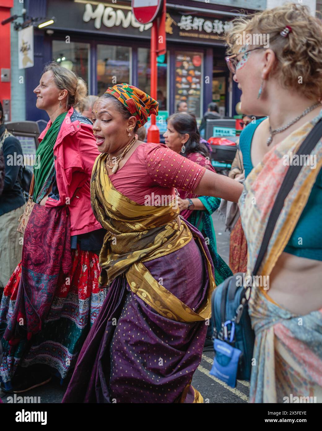 Hare Krishna dance and party in London's Chinatown Stock Photo - Alamy