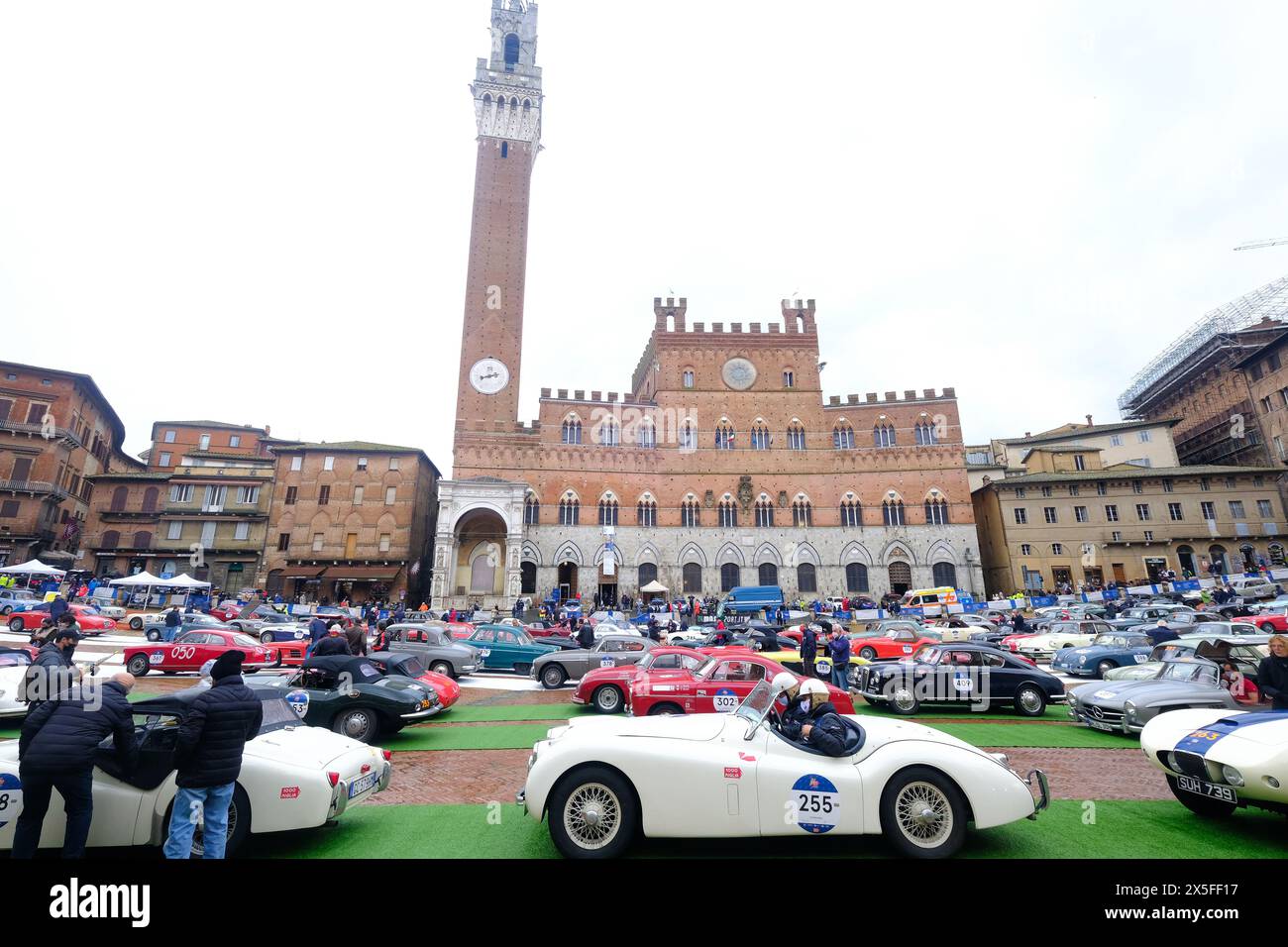 Vintage and historic cars park in Piazza del Campo square participating ...