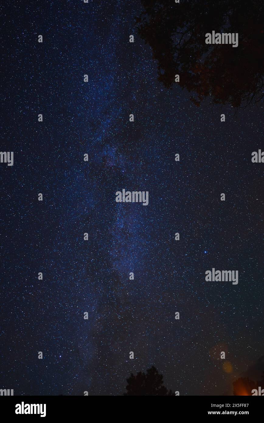 Starry Night Sky with Milky Way Galaxy View, Celestial Scene Stock ...