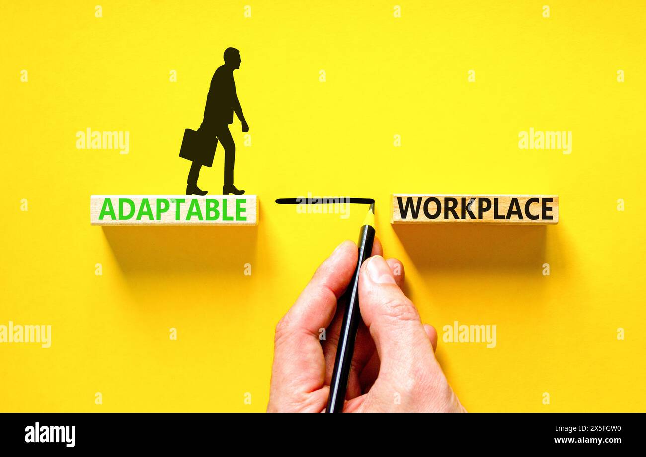 Adaptable workplace symbol. Concept words Adaptable workplace on ...