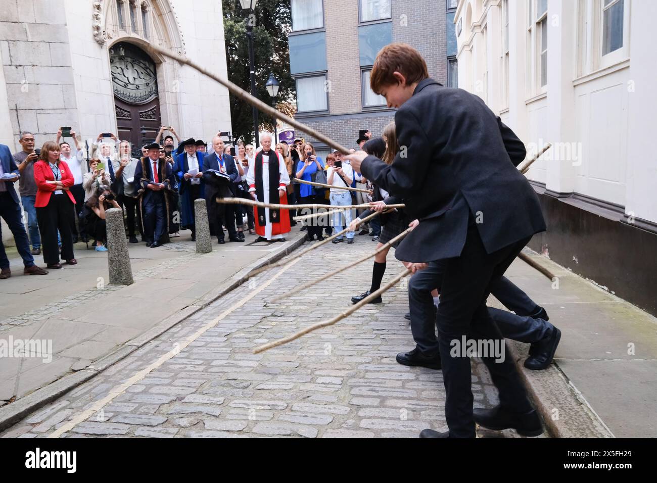 London, UK. 9th May 2024. Beating the Bounds, All Hallows Church, the ...