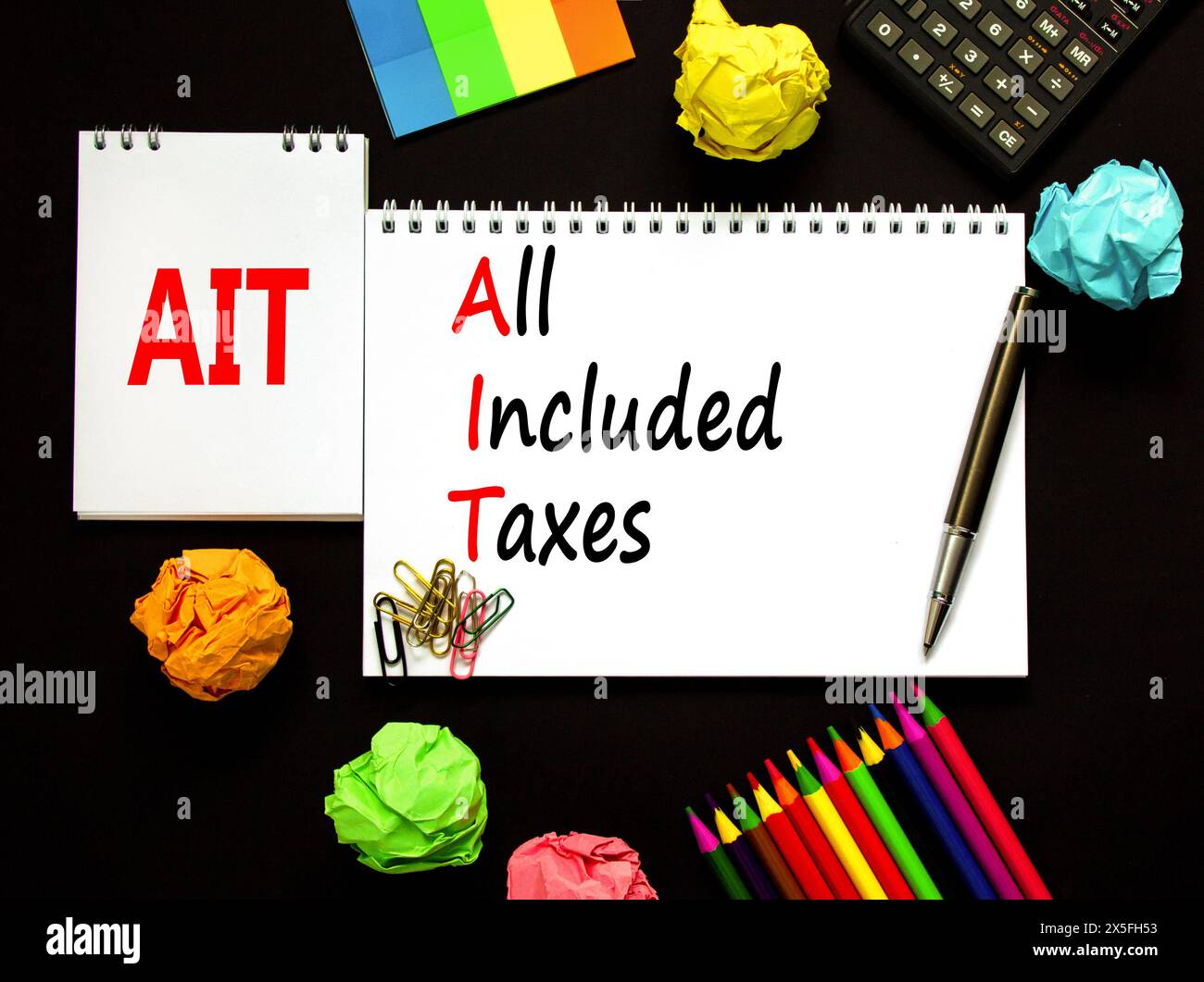 AIT All included taxes symbol. Concept words AIT All included taxes on ...