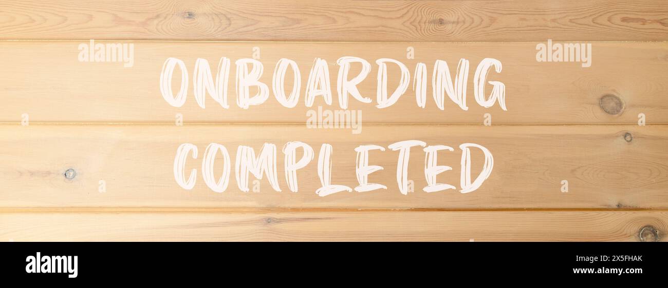 Onboarding completed symbol. Concept words Onboarding completed on ...