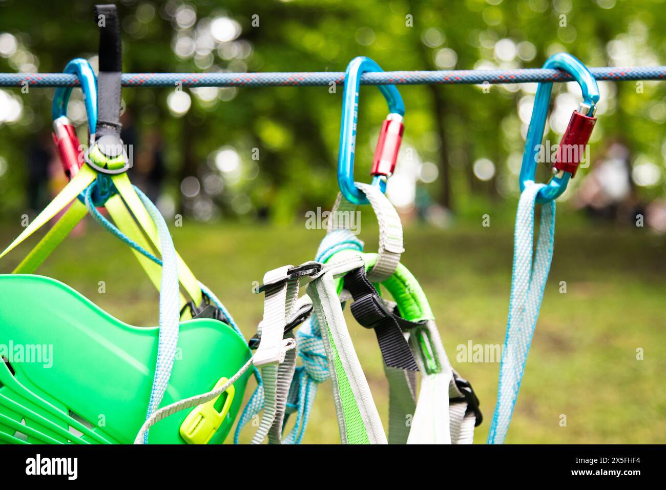 rock climbing alpinism mountaineering gear with helmet, carabiner and ...