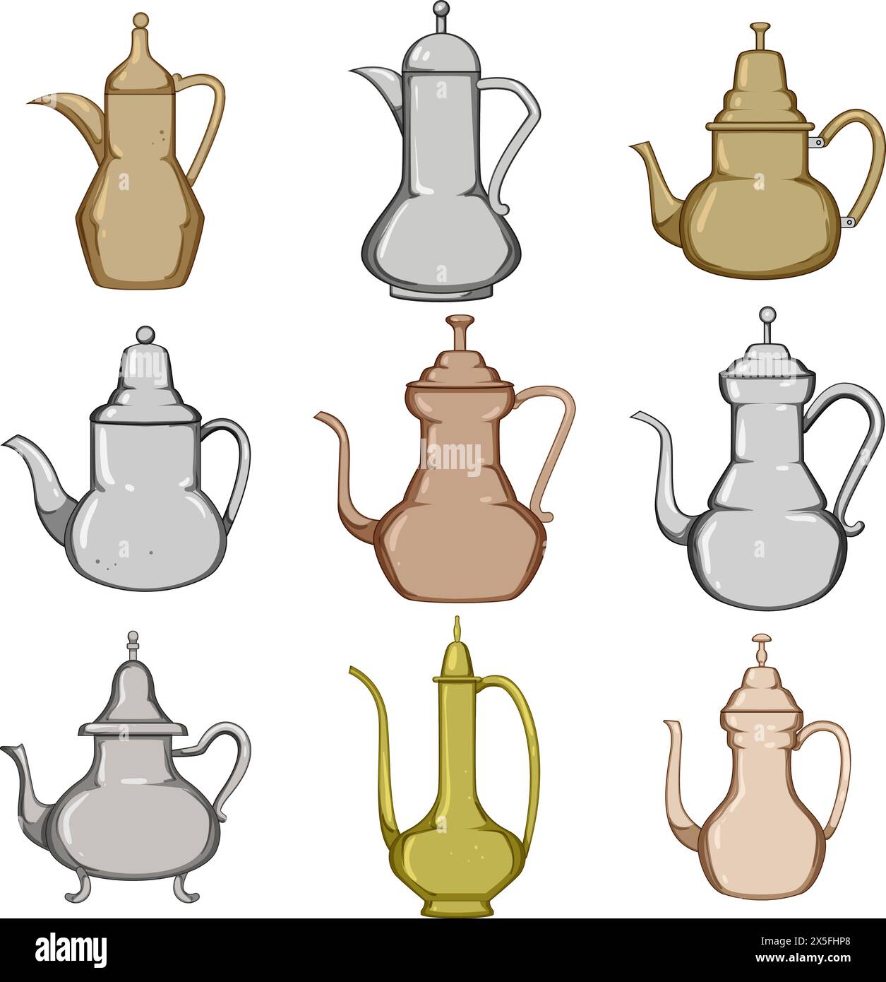 arabic tea pot set cartoon vector illustration Stock Vector Image & Art ...