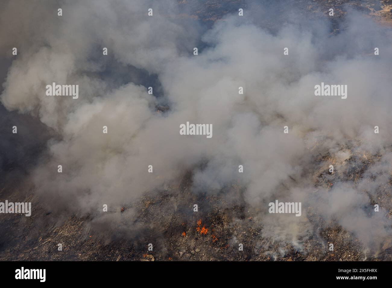 Limassol, Cyprus. 09th May, 2024. Thick smoke and fire are seen ...