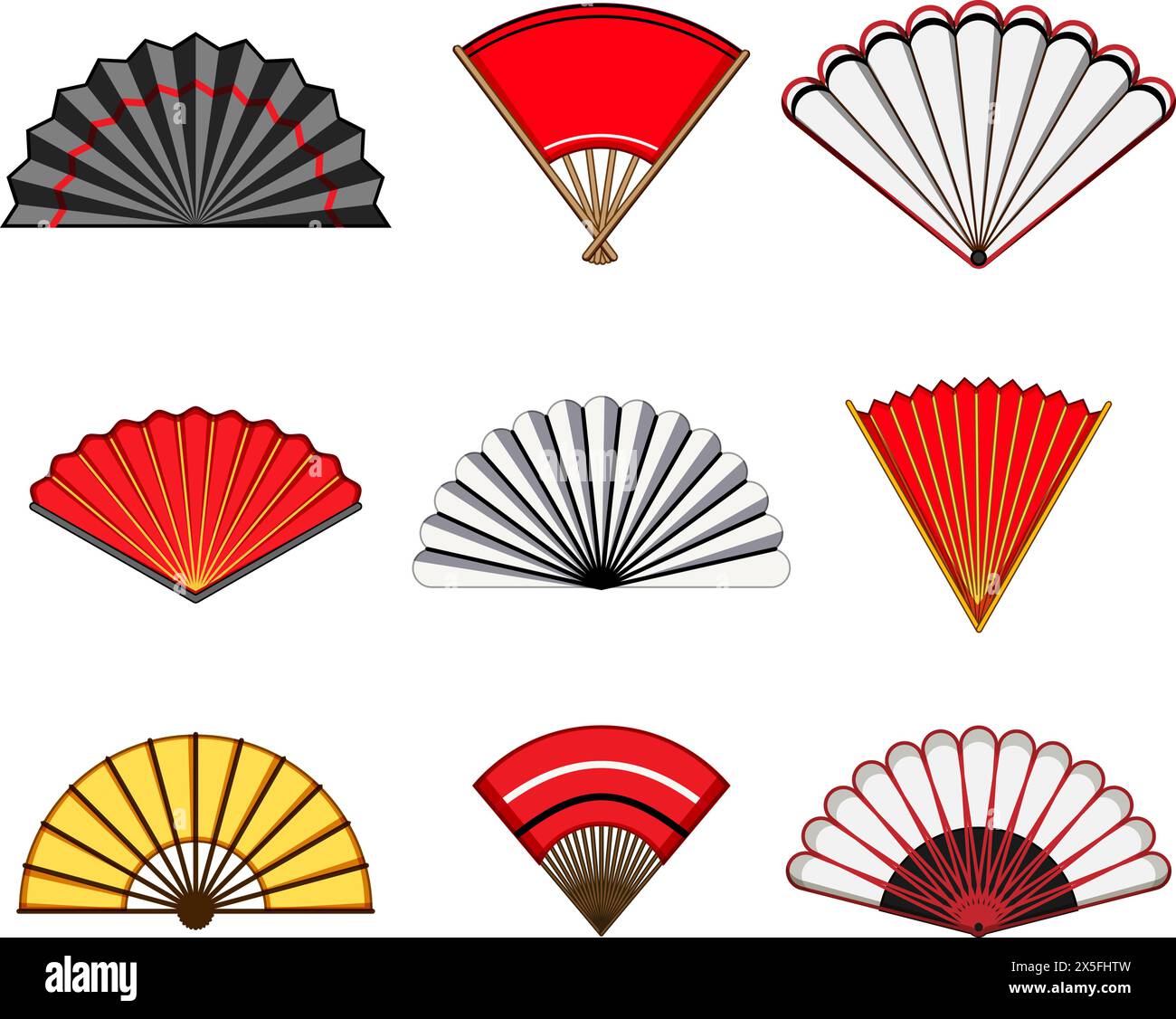 chinese fan set cartoon vector illustration Stock Vector Image & Art ...