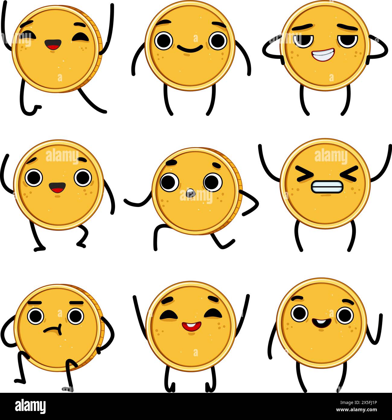 coin character set cartoon vector illustration Stock Vector Image & Art ...