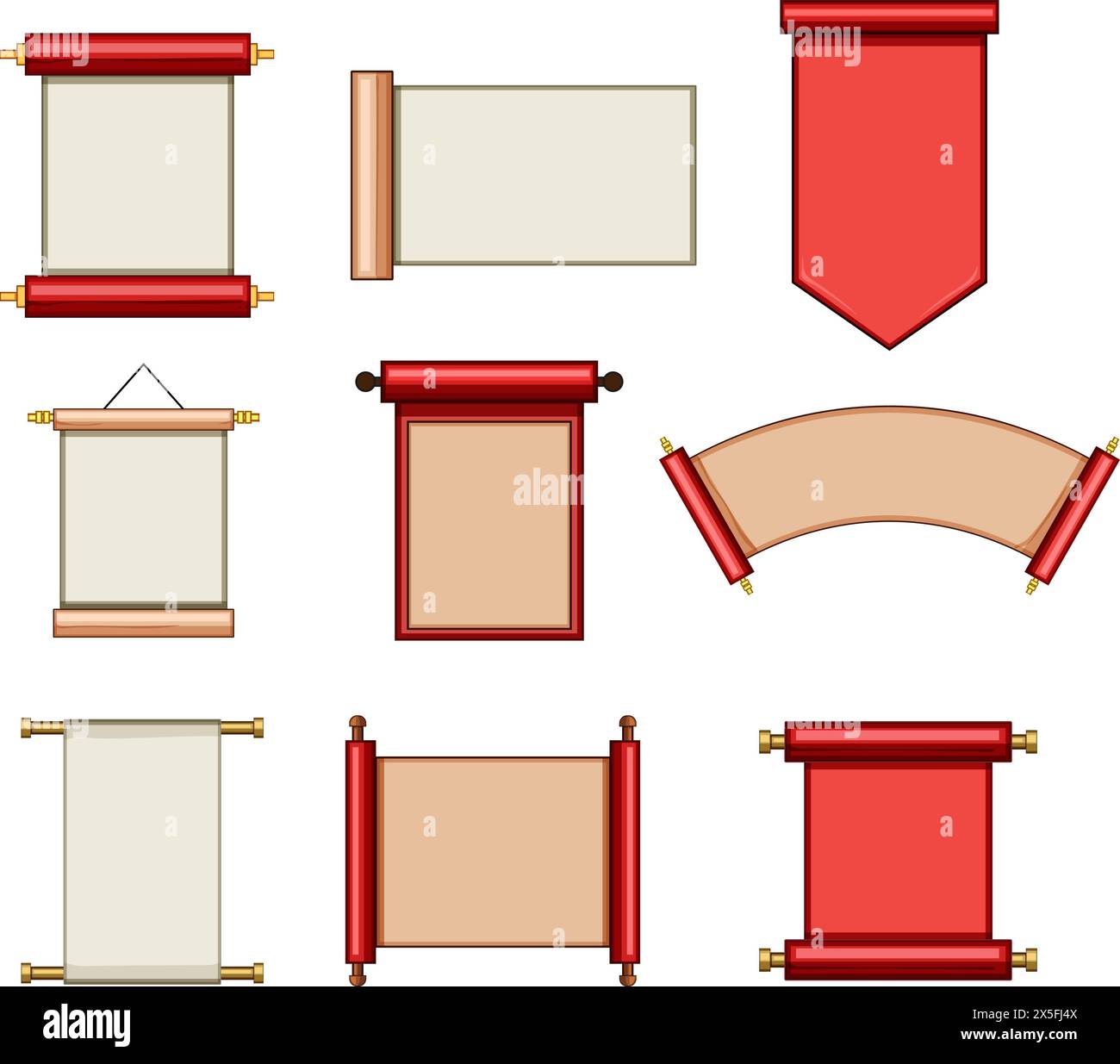 chinese scroll set cartoon vector illustration Stock Vector Image & Art ...