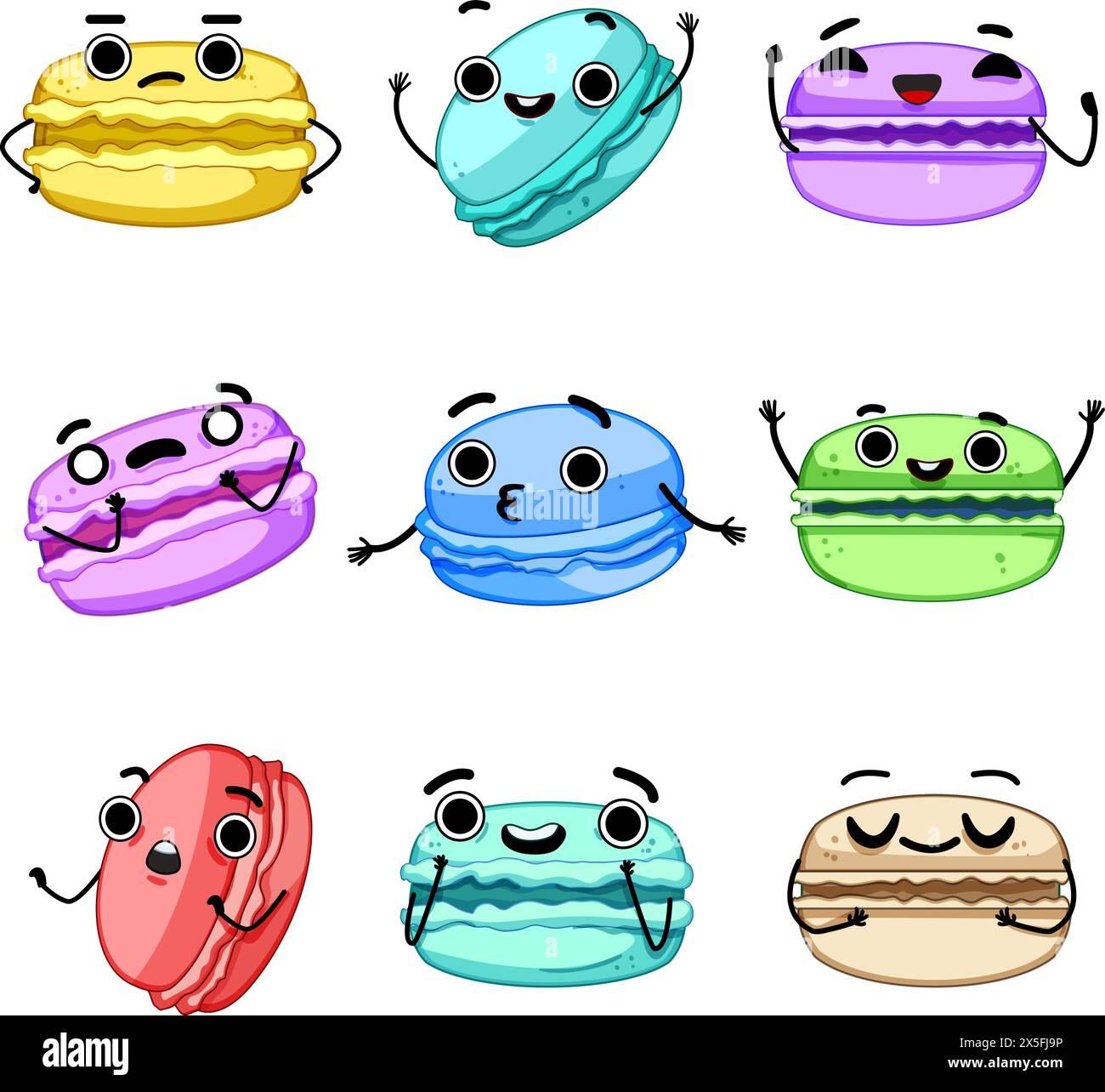 macaron character set cartoon vector illustration Stock Vector Image ...