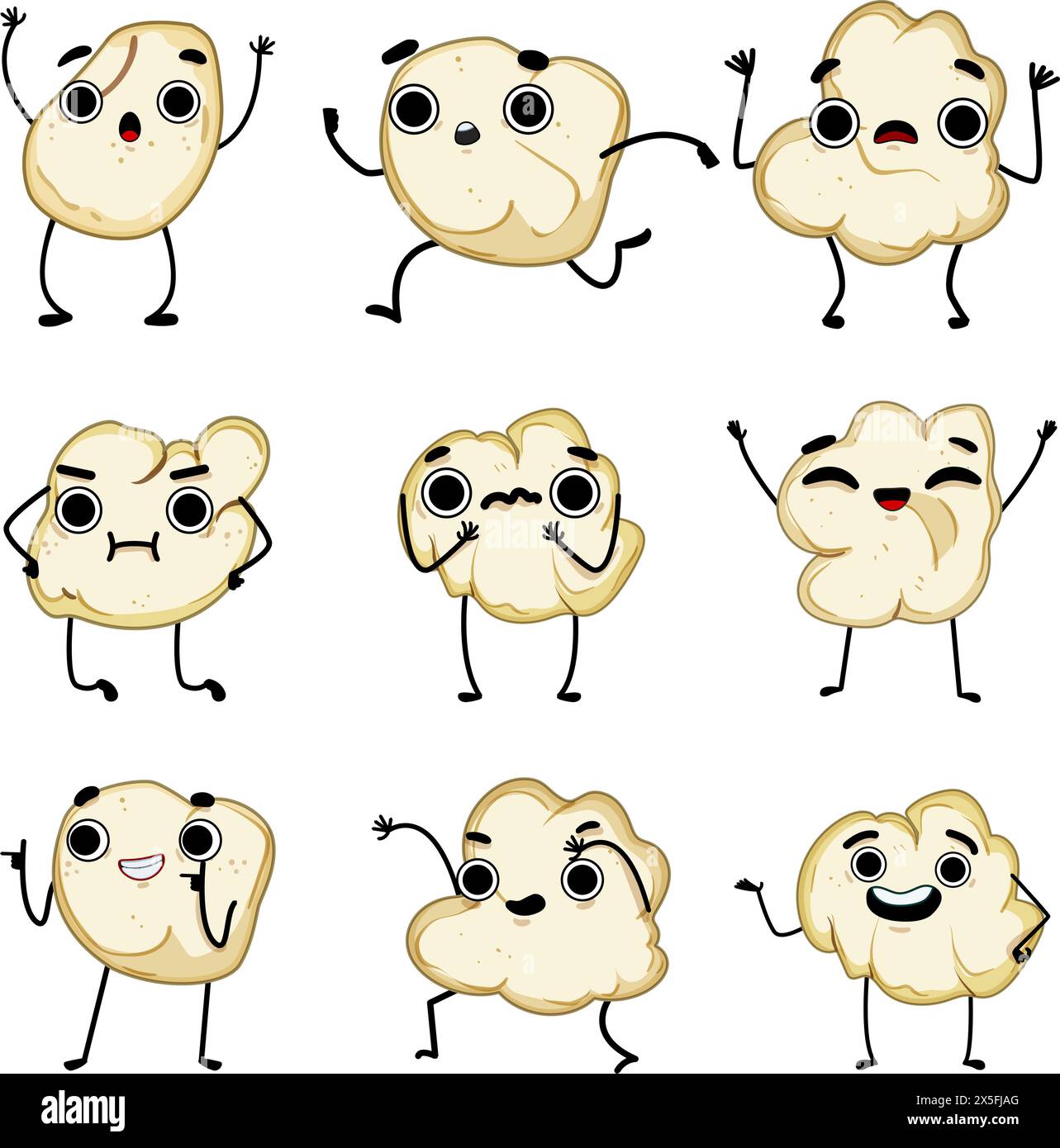 popcorn character set cartoon vector illustration Stock Vector Image ...