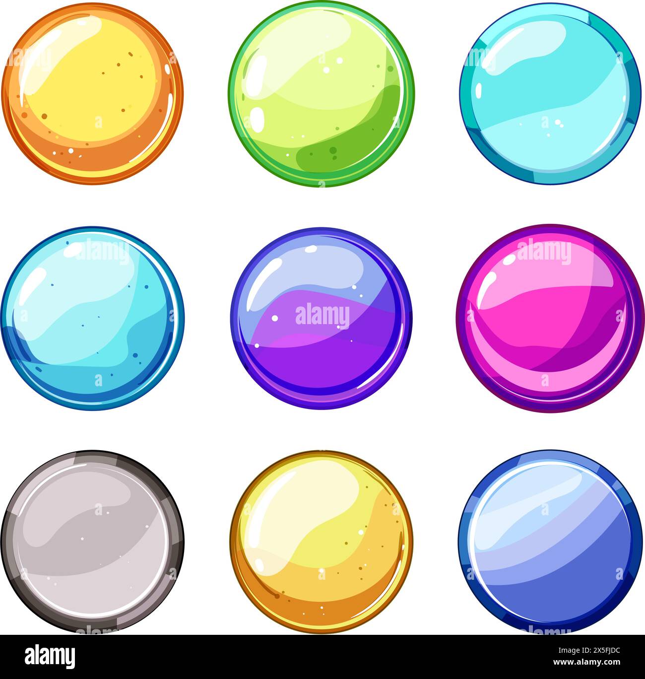 round game button set cartoon vector illustration Stock Vector Image ...