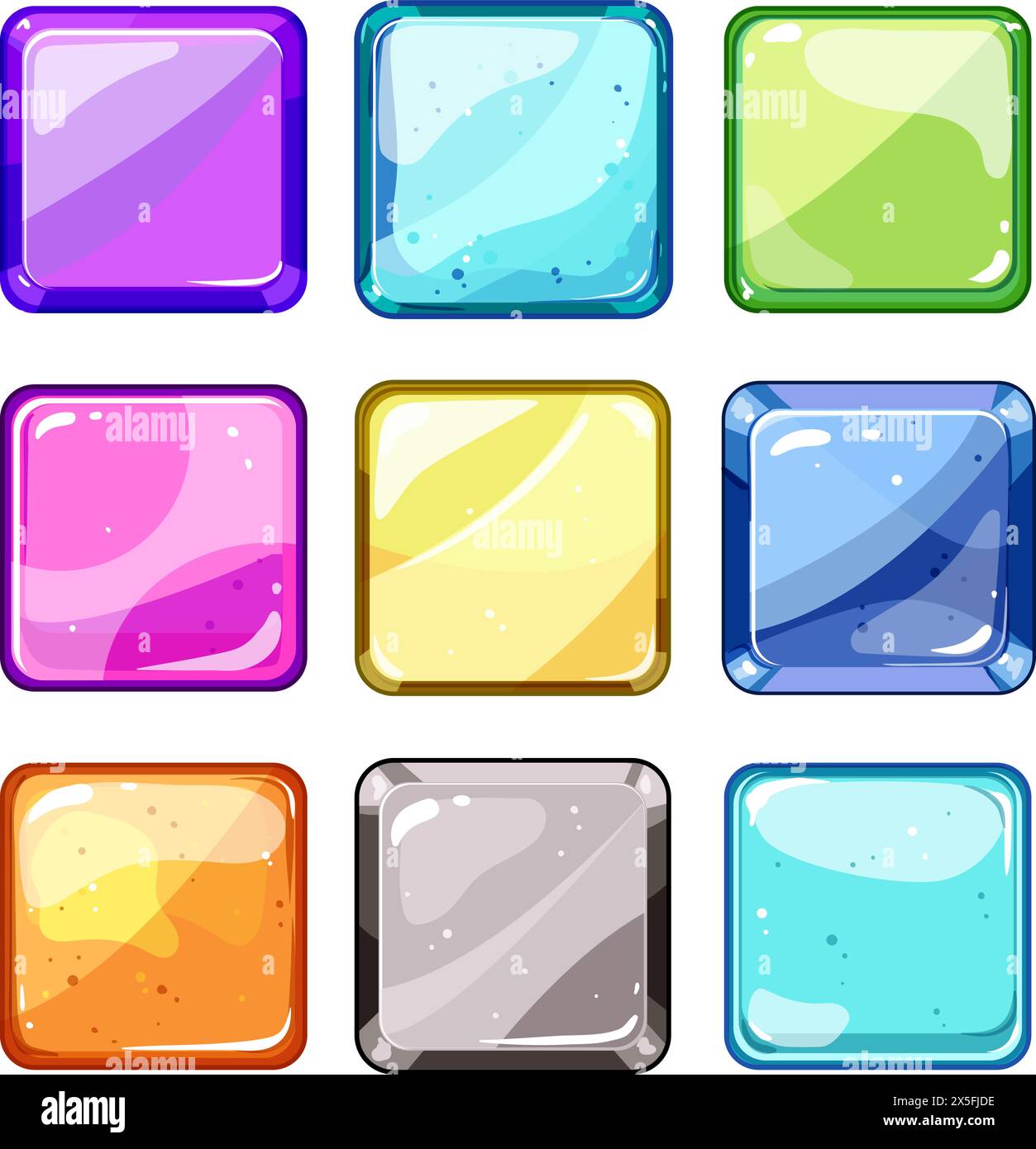 square game button set cartoon vector illustration Stock Vector Image ...