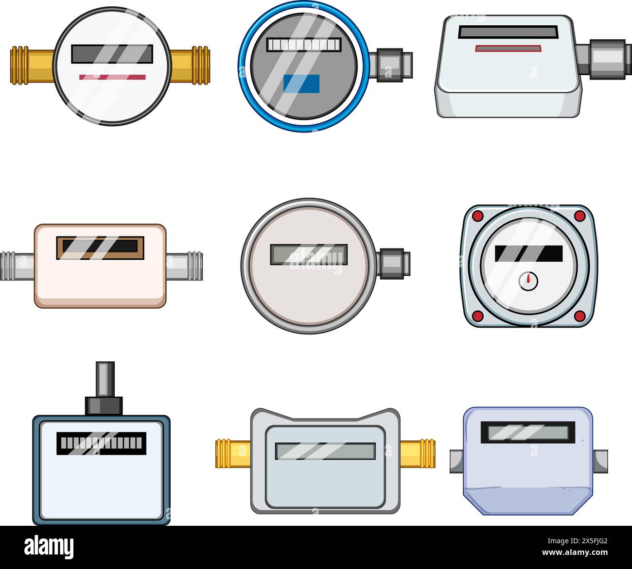 water gas meter set cartoon vector illustration Stock Vector Image ...