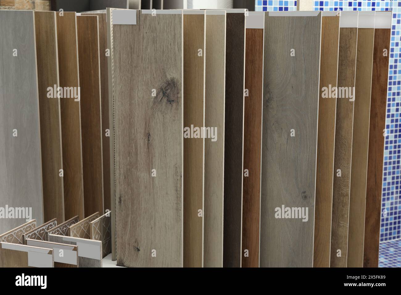 Many different samples of tiles on display in store Stock Photo - Alamy