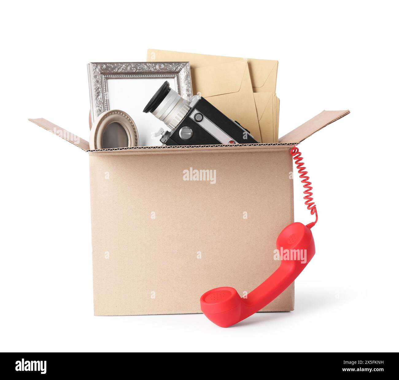 Box with unwanted stuff isolated on white Stock Photo - Alamy