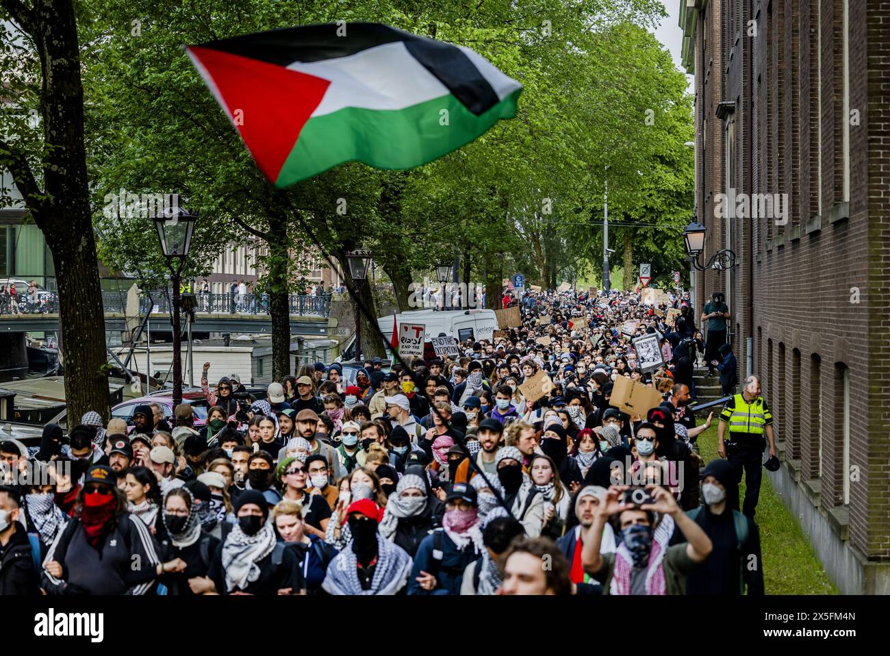AMSTERDAM - Demonstrators during a protest near the Roeterseiland ...